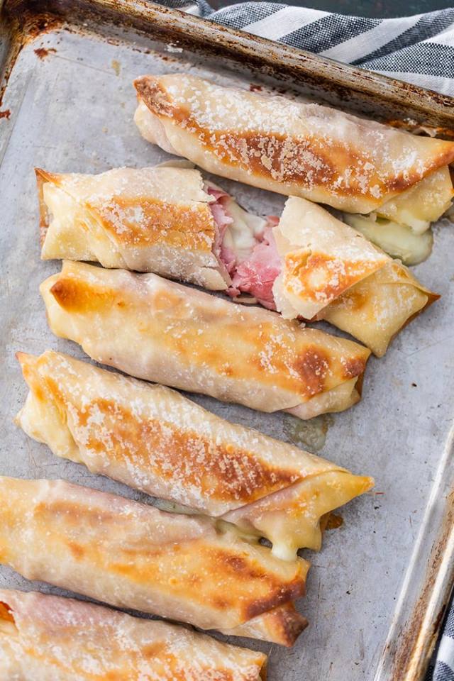 BAKED HAM AND CHEESE MOZZARELLA STICKS - Easy Family Recipes