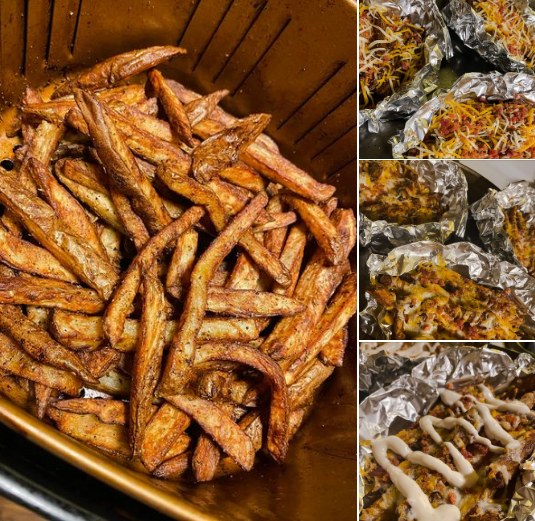 Homemade airfryer loaded cheese fries - Easy Family Recipes