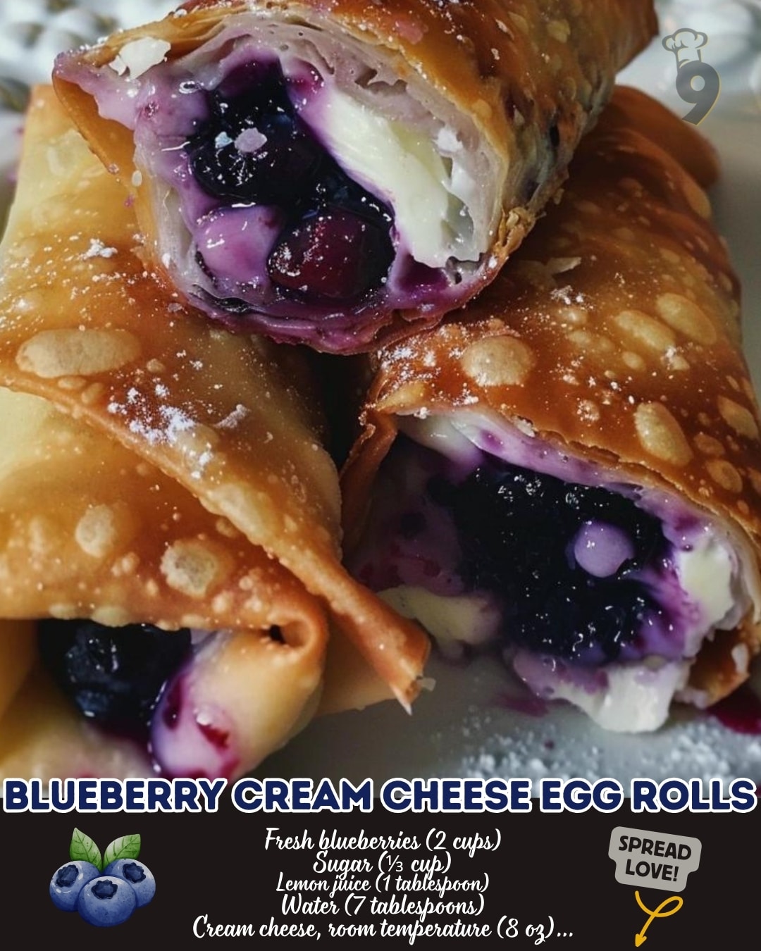 Blueberry Cream Cheese Egg Rolls Recipe - Nine Recipes