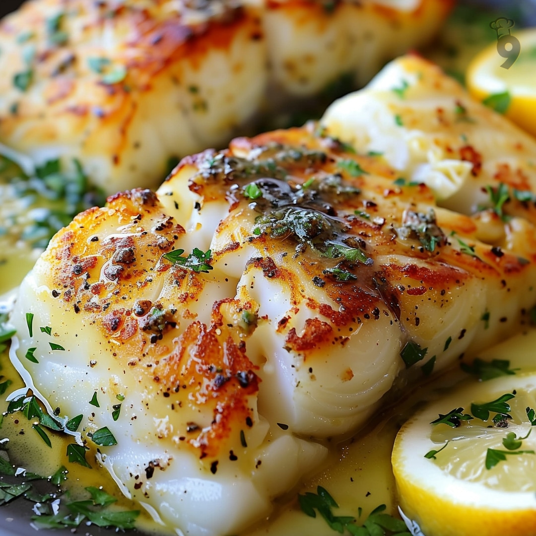 Golden Seared Cod with Herb Butter Sauce - Nine Recipes