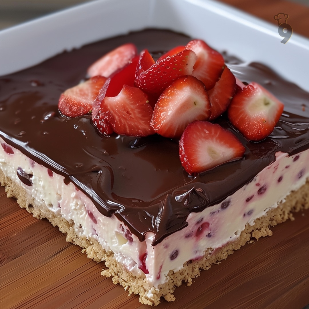 Strawberry Chocolate Layered Dessert - Nine Recipes