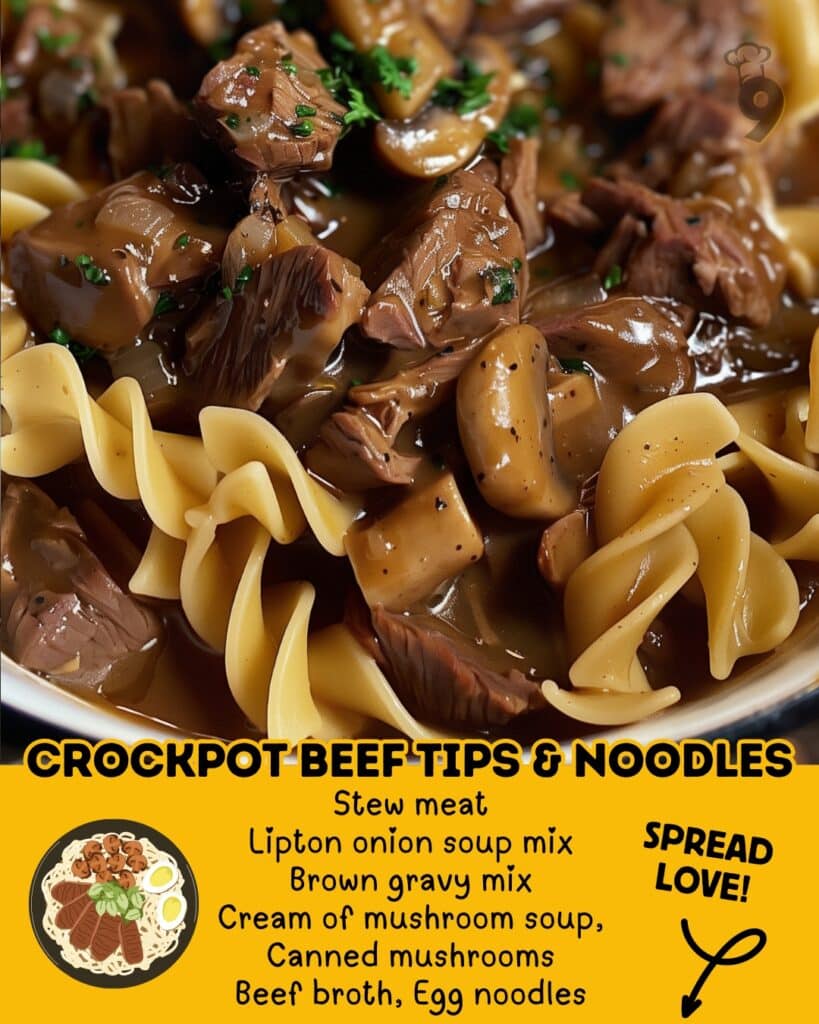 Crockpot Beef Tips & Noodles - Easy Family Recipes