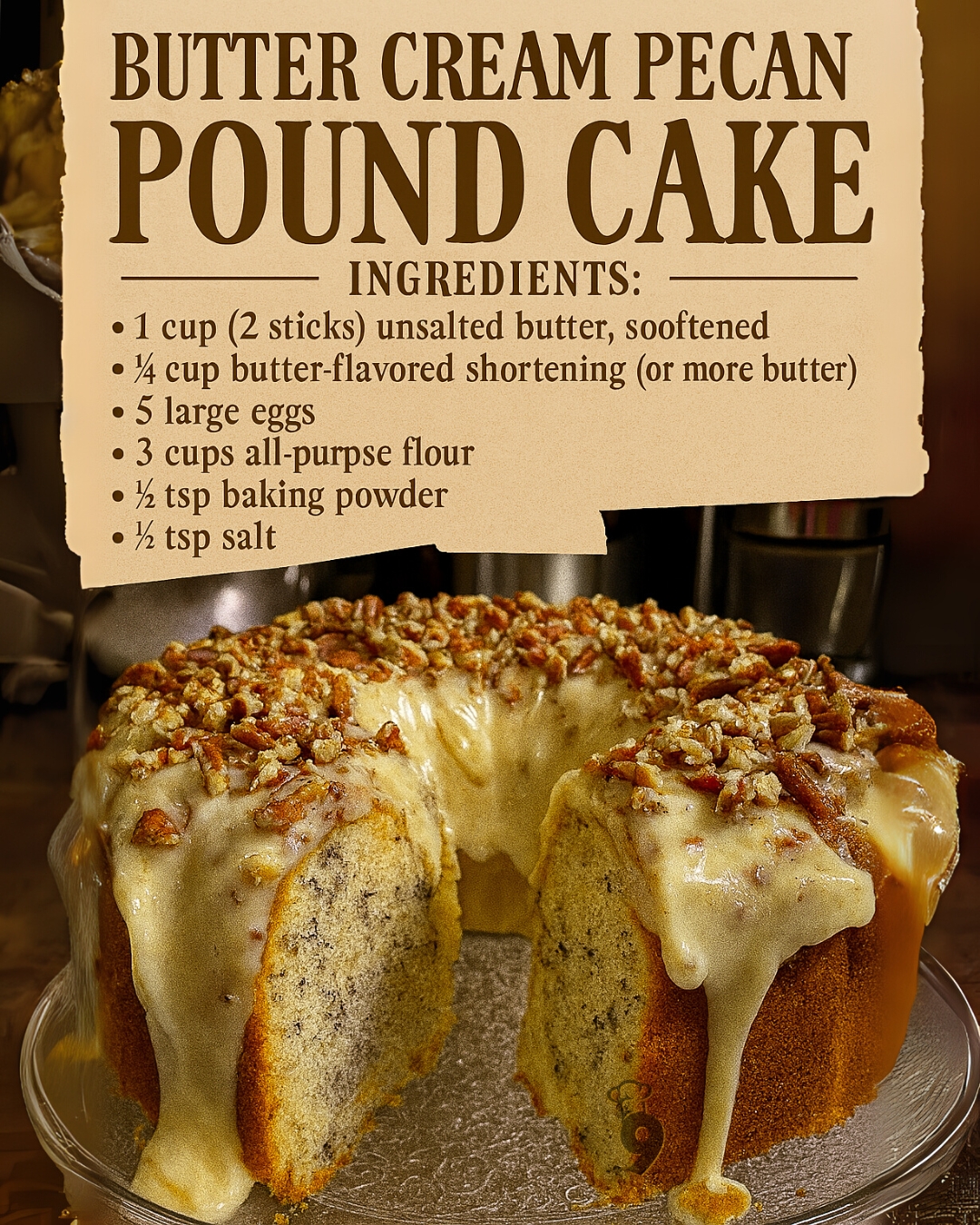 Butter Cream Pecan Pound Cake - Nine Recipes