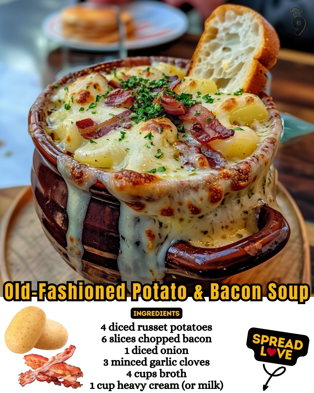 Old-Fashioned Potato & Bacon Soup - Nine Recipes
